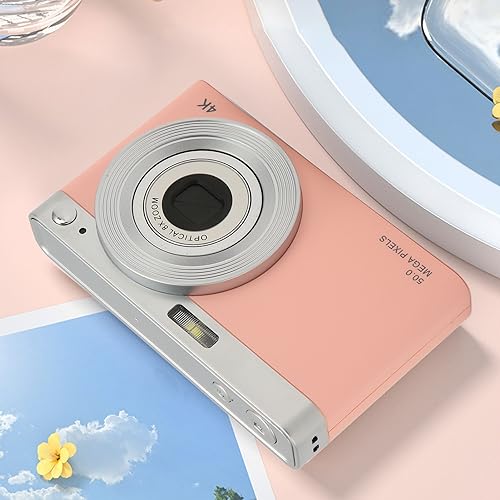 Digital Camera, 16X Zoom 2.88 Inch IPS 4K Video Output Digital Zoom Camera for Travel (Pink)