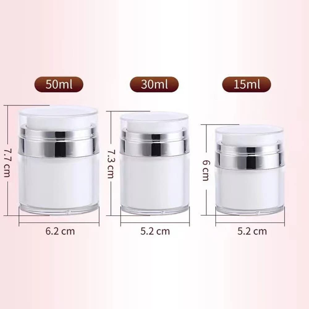 Cream Jar Vacuum Bottle Cosmetics Sub Bottle Travel Portable Press Lotion Bottle Refillable Cosmetic Cream Container Leak-Proof & Airtight (15ML, 2PCS)