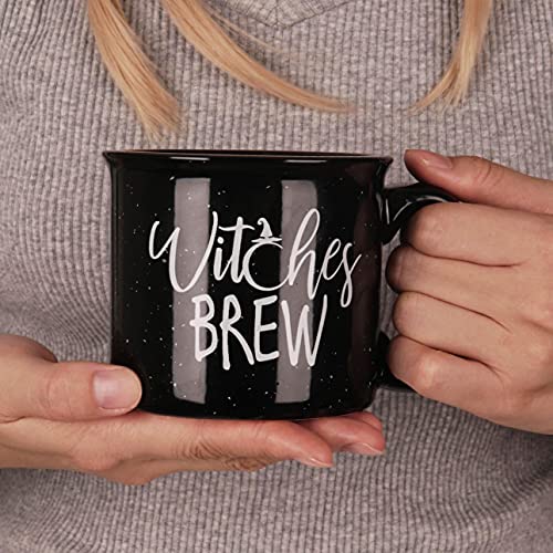 P.G Collin Halloween Witches Brew Coffee Mug for Women Men Kids – Black Ceramic Camping Mug with 14OZ Capacity