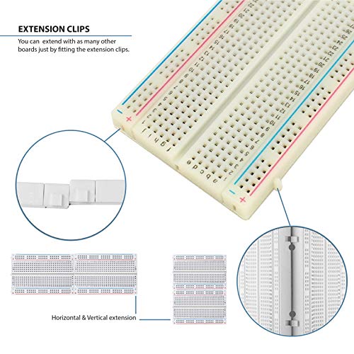Deke Home 4 Solderless Breadboard Kit. 2x830- large +2x400-small. Arduino Bread board for Proto Shield electronic distribution circuit. Connecting mini blocks boards raspberry pi jumper wires circuits