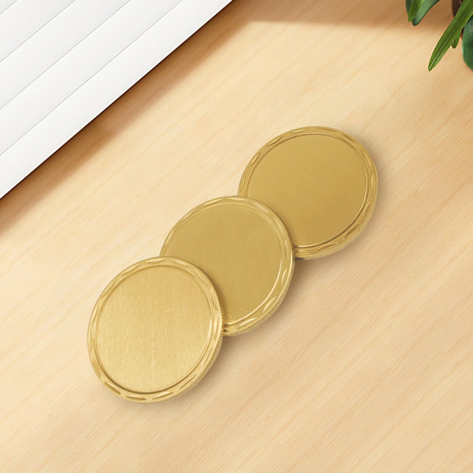 Laozai 10 Pieces Laser Engraving Blanks Brass Coin Blanks Metal Engraving Blank Coins 40 mm with Acrylic Protection Box for DIY Commemorative Collection