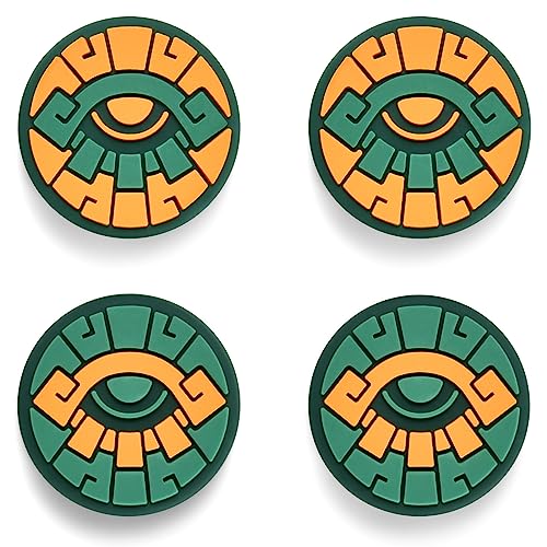 Switch Thumb Grips Joystick Caps Compatible with Nintendo Switch/OLED/Lite Controller Accessories, FUNLAB Cute Silicone Analog Stick Cover for Zelda Fans, 4PCS - Green & Yellow Eyes