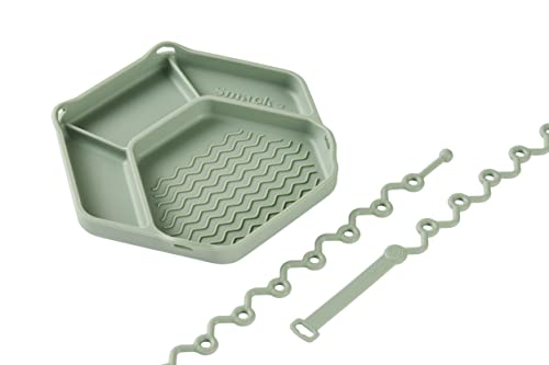 Smack Fun - All-in-one plate + toy straps attachment system - Divided Silicone Suction Plate for Babies + Toddlers - First Foods + Self-Feeding. Comes with 2 straps (Cambridge Blue)