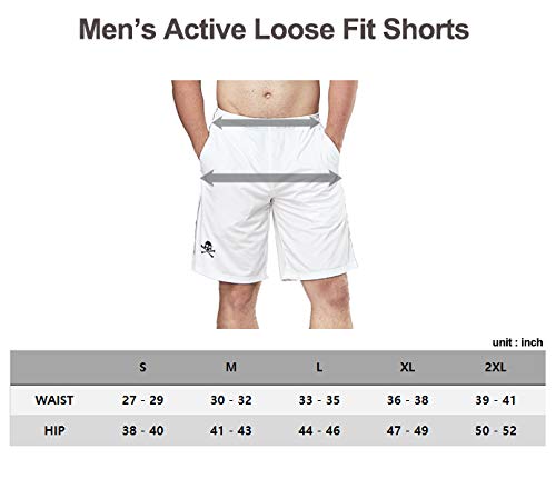DEVOPS Men's 2-Pack Loose-Fit 10" Workout Gym Shorts with Pockets (X-Large, Black/Steel)