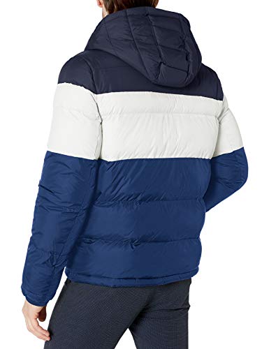 Tommy Hilfiger mens Hooded Puffer Jacket Down Alternative Coat, Bluebell Color Block, Medium US