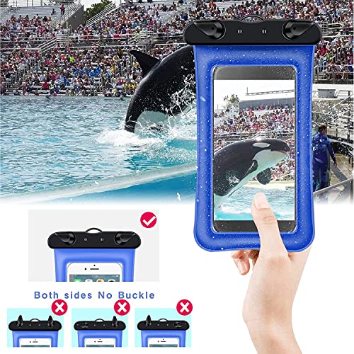 Universal Waterproof Phone Pouch,Floatable Waterproof Phone Pouch Compatible for iPhone 13 12 11 Pro Max XS Max XR X 8 7 Samsung Galaxy s10/s9 Up to 7.0", IPX8 Cell Phone Dry Bag -2 Pack Black+Blue