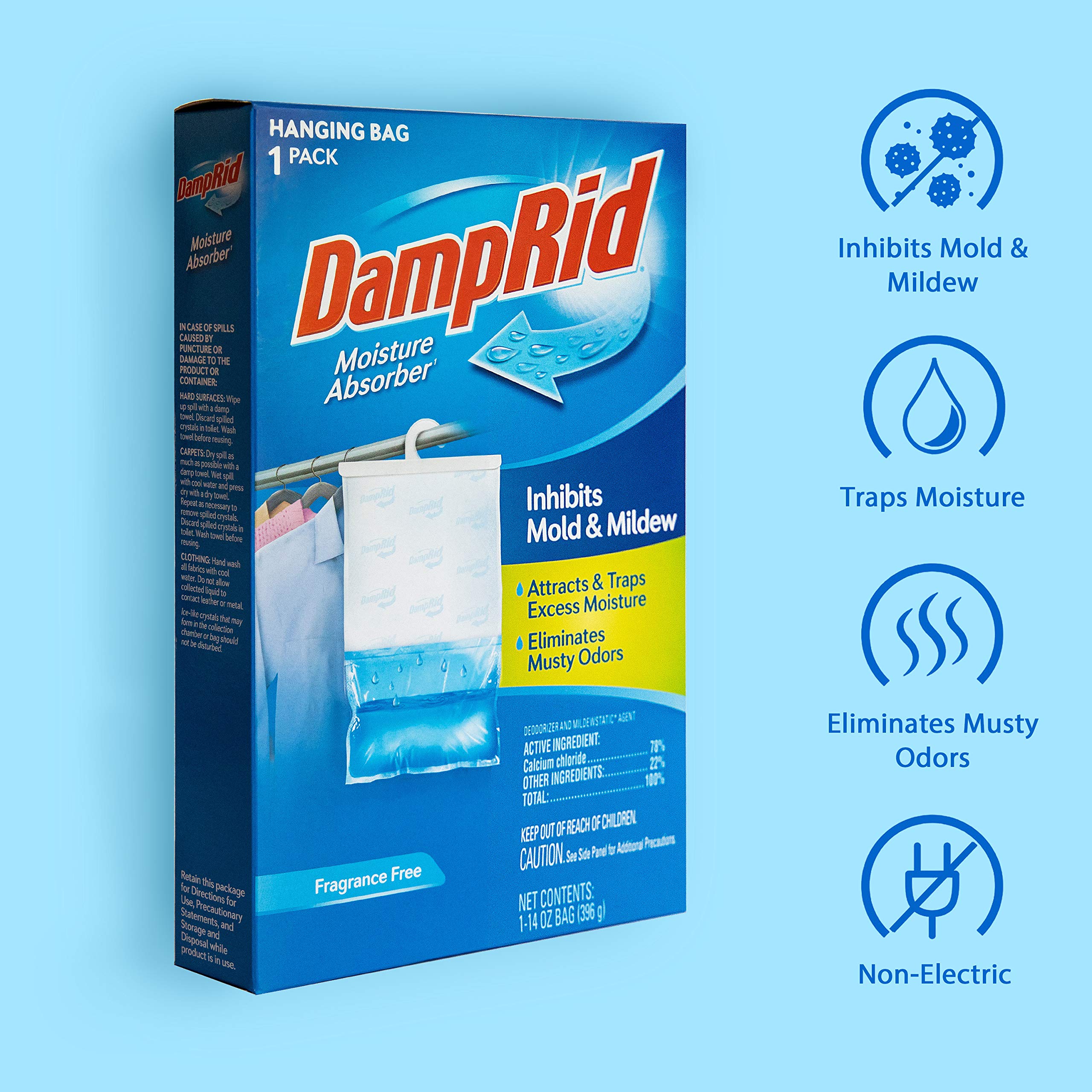 DampRid Fragance Free Hanging Moisture Absorber, 14 ounce (Pack of 6)