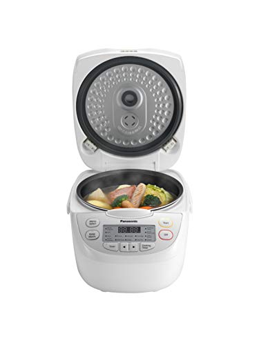 Panasonic 5 Cup (Uncooked) Rice Cooker with Pre-Programmed Cooking Options for Brown Rice, White Rice, and Porridge or Soup - 1.0 Liter - SR-CN108 (White)