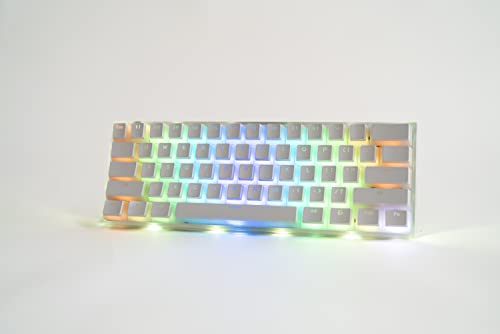 Smart Duck XS-61K 60% TKL Wired Pudding Keycaps Mechanical Gaming Keyboard,RGB LED Backlit N-Key Rollover,Hot Swappable, Red Switch (Transparent White)