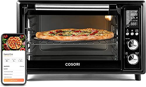 COSORI Smart 13-in-1 Air Fryer Toaster Oven Combo, Airfryer Rotisserie Sous Vide Convection Oven Countertop, Bake, Broil, Roast, Dehydrate, 134 Recipes & 4 Accessories, 32QT, Black, Stainless Steel