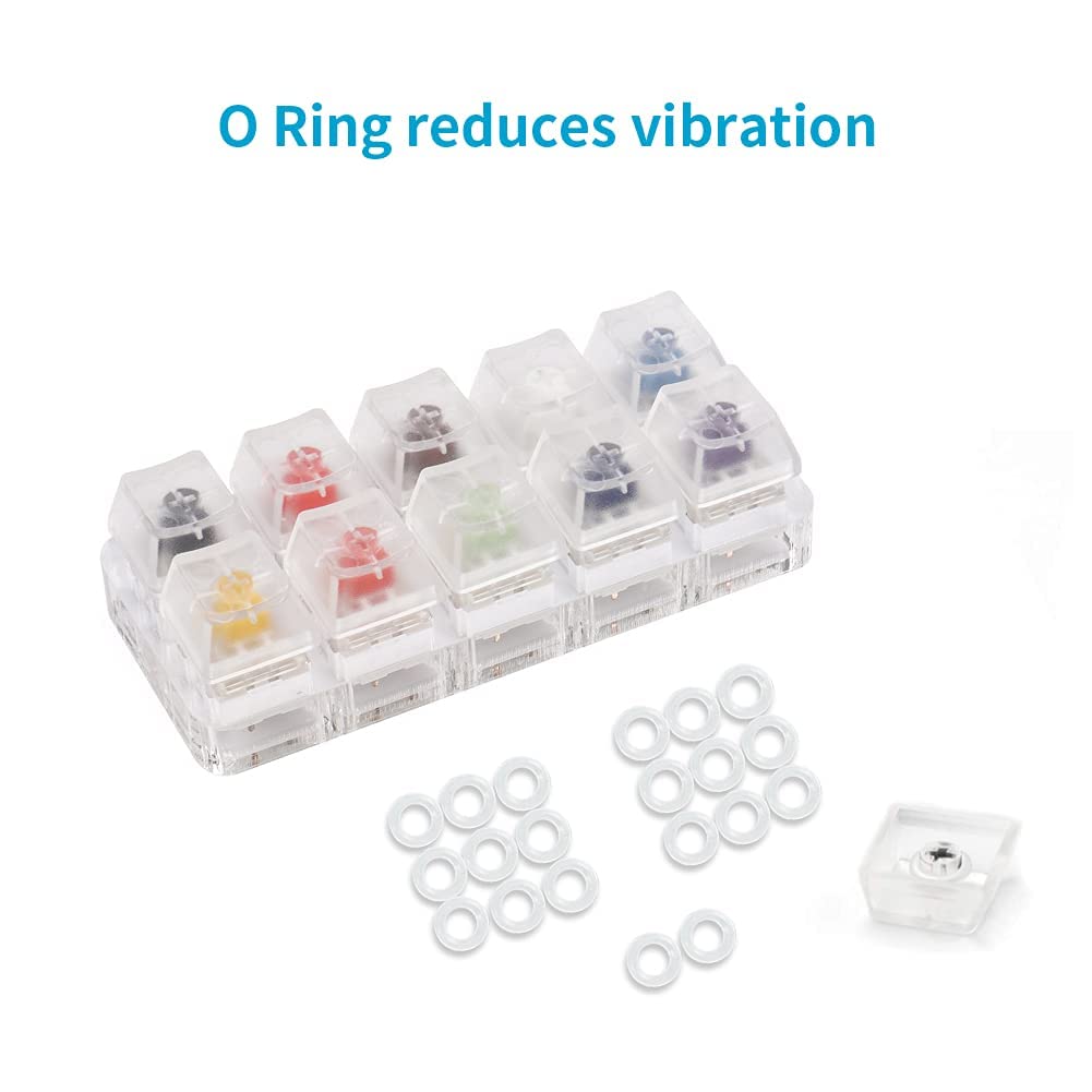 ELBERS Kailh Box Switch Tester, Mechanical Keyboards Testing Clear Keycaps, 20 Shockproof and Silent Pcs O-Ringsā¦
