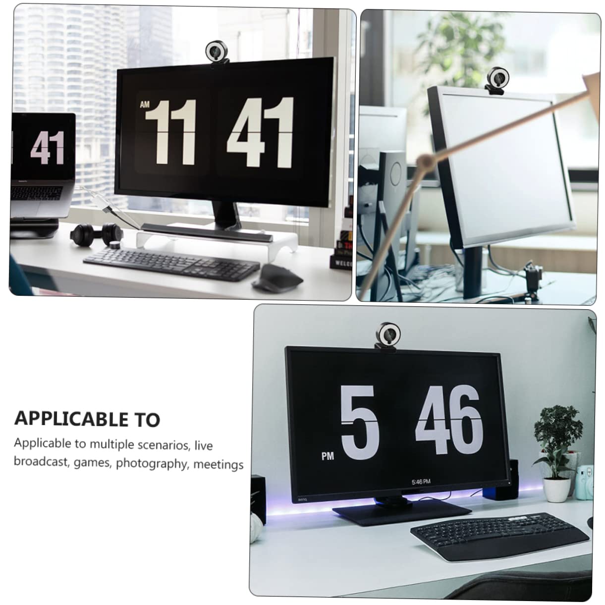 Hoement Camera Live Streaming Webcam 480p Webcam USB Recording Webcam Video Calling Webcam Desktop Computer Live Webcam Desktop Webcam with Microphone Aluminum Shell Laptop 1080p