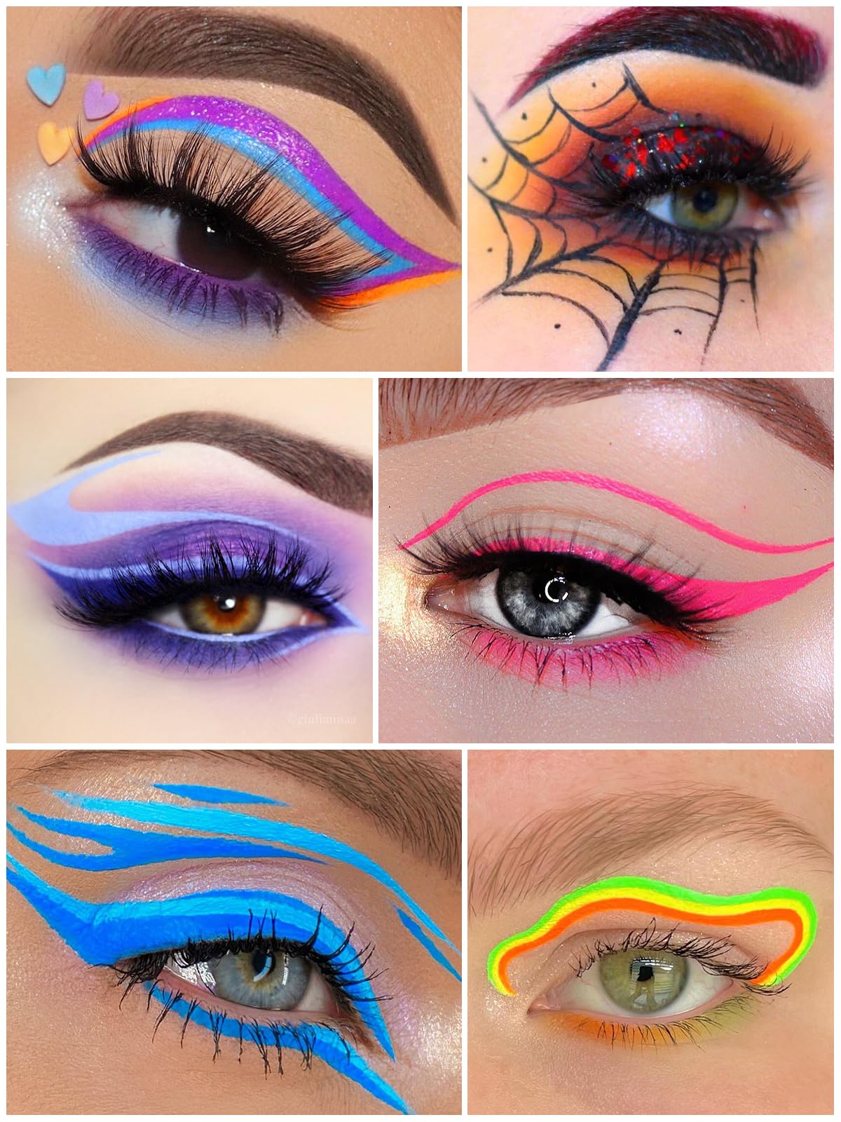 EBANKU 9 PCS UV Glow Neon Matte Liquid Eyeliner Set with 1 PCS Lash Glue Colorful Long Lasting Eyeliner Pencil Halloween Christmas Eyes Makeup Kit