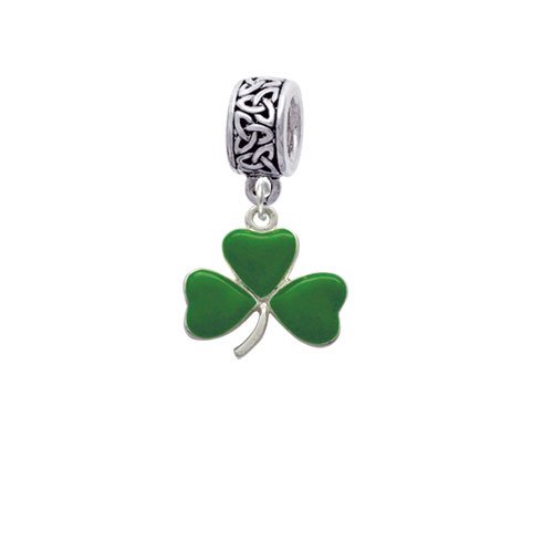 Delight Jewelry Silvertone Green Three Leaf Clover - Shamrock - Celtic Knot Charm Bead