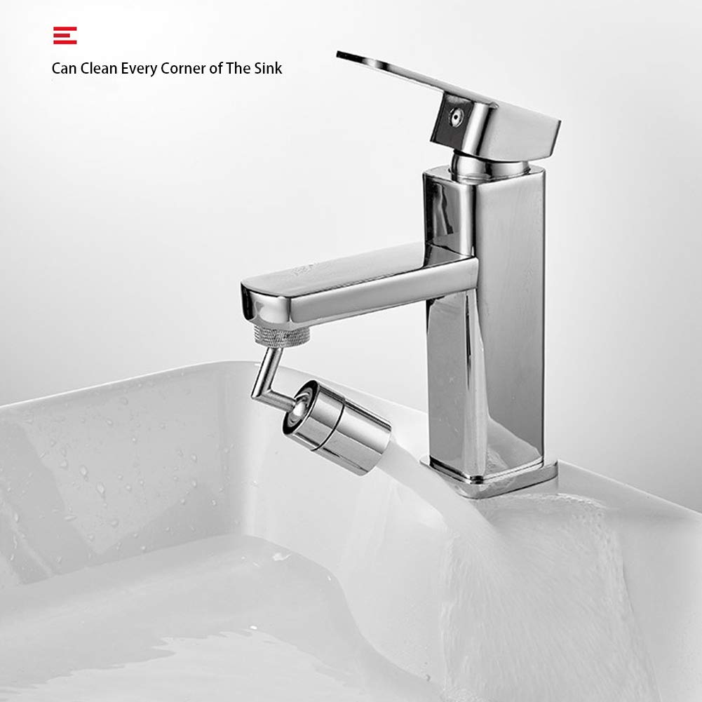 Swivel Sink Faucet Aerator Big Angle Dual-function 2-Flow Sprayer Faucet Head, Sink Sprayer Attachement for Face Washing, Gargle and Eyewash Station( 55/64'' Female Thread,Adapter Included)