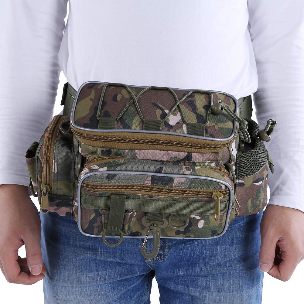 Fishing Tackle Backpack, Large Capacity Premium Nylon Cloth Dual Zippers Closure Tackle Box Lightweight and Folding for Cycling