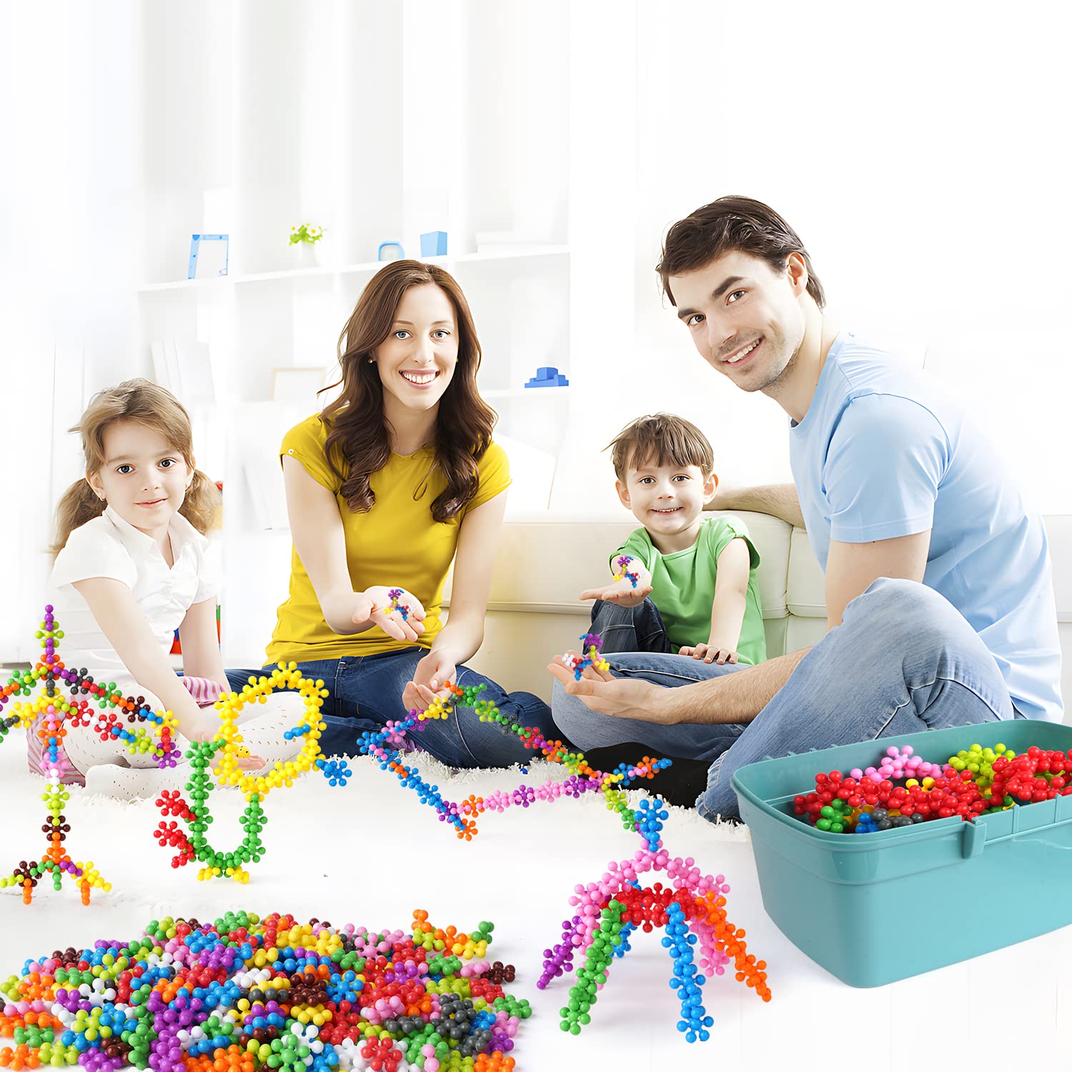 Guteauto 300 Pieces Building Blocks Kids STEM Toys - Educational Building Toys Discs Sets Interlocking Solid Plastic with Storage Box for Preschool Kids Toddlers Boys Girls Aged 3+