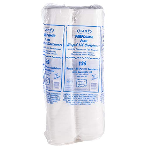 Dart 99HT1R Hoagie Perforated Foam Hinged Container, 9.75 X 5.25 in (Case of 500),White