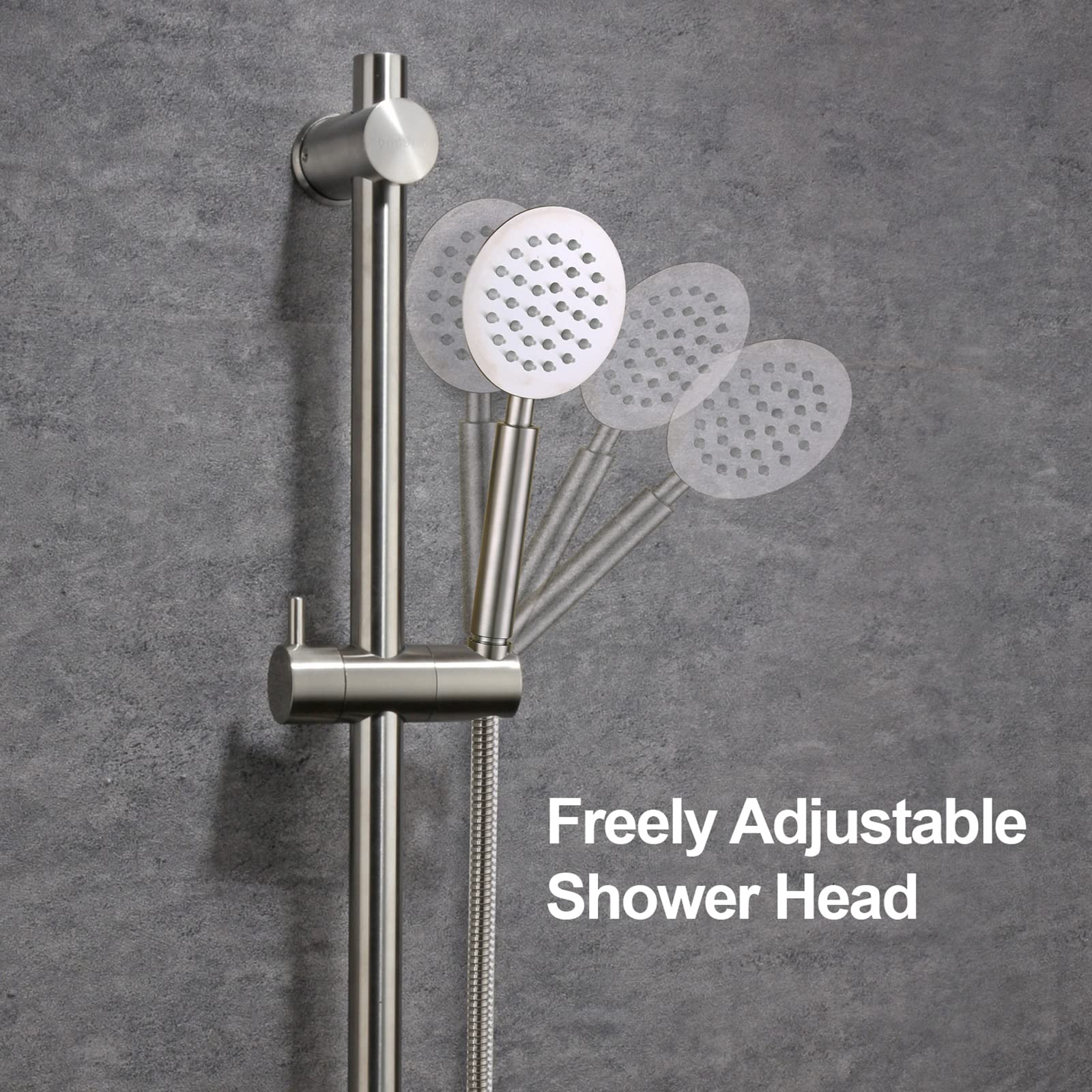 HAMOLER 24 Inch Shower Slide Bar with Adjustable Shower Holder Stainless Steel Wall Mount Sliding Bar, Brushed Nickel