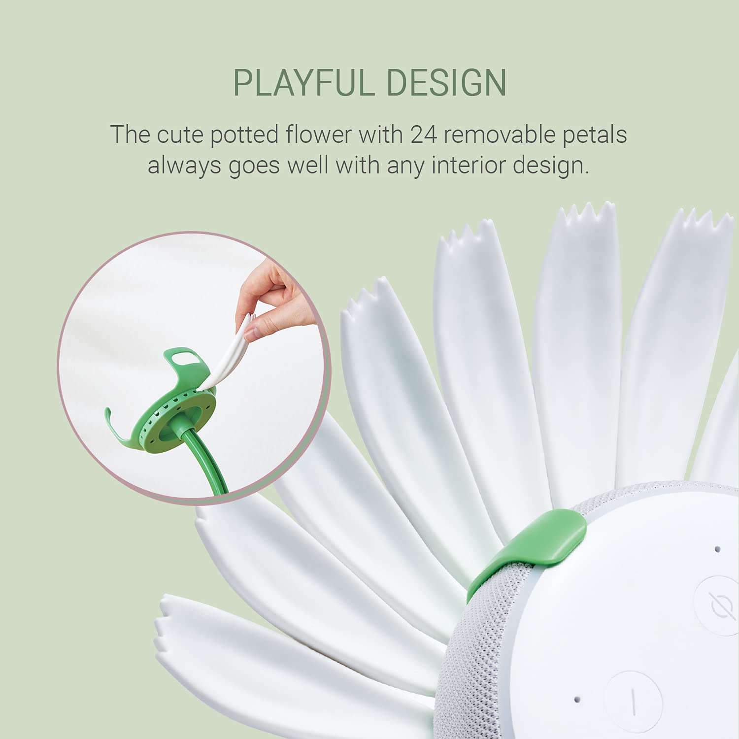 ELECOM Potted Flower Speaker Mount Holder Stand for Amazon Echo Dot, Flexible Stem / Angle Adjustable / Removable Petals/ Cable Organizer (AIS-AED3FLWRWH)