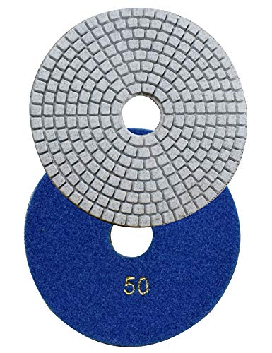 Konfor 5 Inch Wet Diamond Polishing Pads - 7 Piece Set for Marble Granite Concrete Countertop Glass Engineered Stone