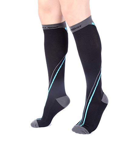 Doc Miller Compression Socks for Running, 20-30mmHg Medical Graduated Compression Socks for Women Men, Nurses, Travel, Pregnancy and Recovery, 1 Pair