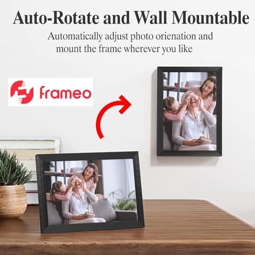Digital Picture Frames Load from Phone, Frameo 10.1 inch Smart WiFi Digital Photo Frames You Can Send Pictures to, 1280x800 IPS LCD Touch Screen, Built in 32GB, Gift for Friends and Family…