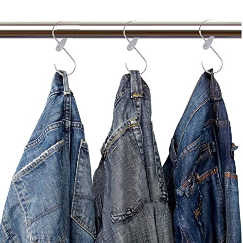 XCISSON S Hooks for Hanging Closet, Stainless Steel S Shaped Hooks with Safety Buckle Design, Heavy Duty S Hanger Hooks for Kitchen, Bathroom, Garden - 4.1 inch - 4 Pack