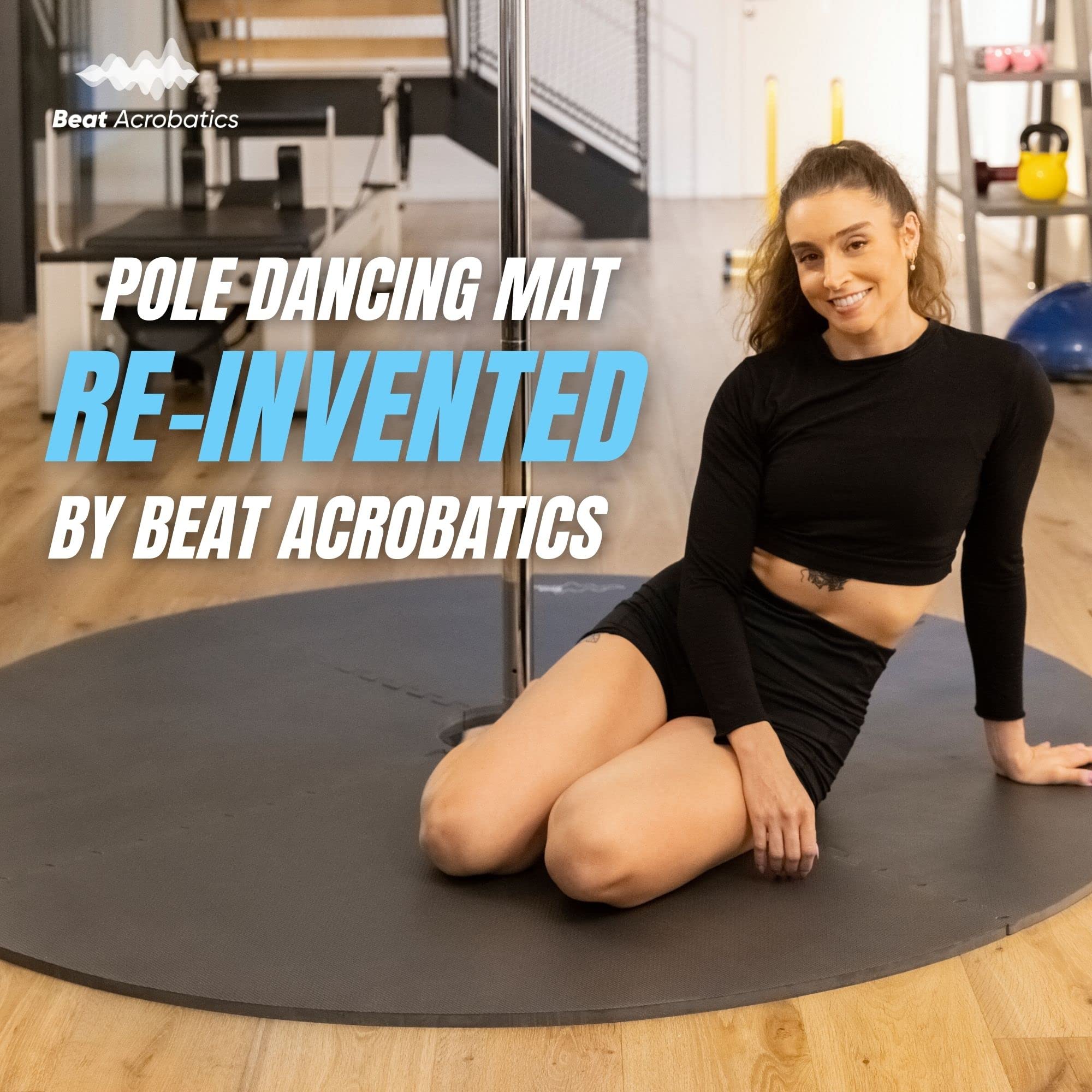 Dancing Pole Crash Mat Pole Fitness Exercise Mat Workout Gym Mat | Extra Thick 15mm | Huge 5.9' Diameter | Exercise Floor Mat Dancing Pole For Home Yoga Pilates Gymnastics | Interlocking EVA Safety