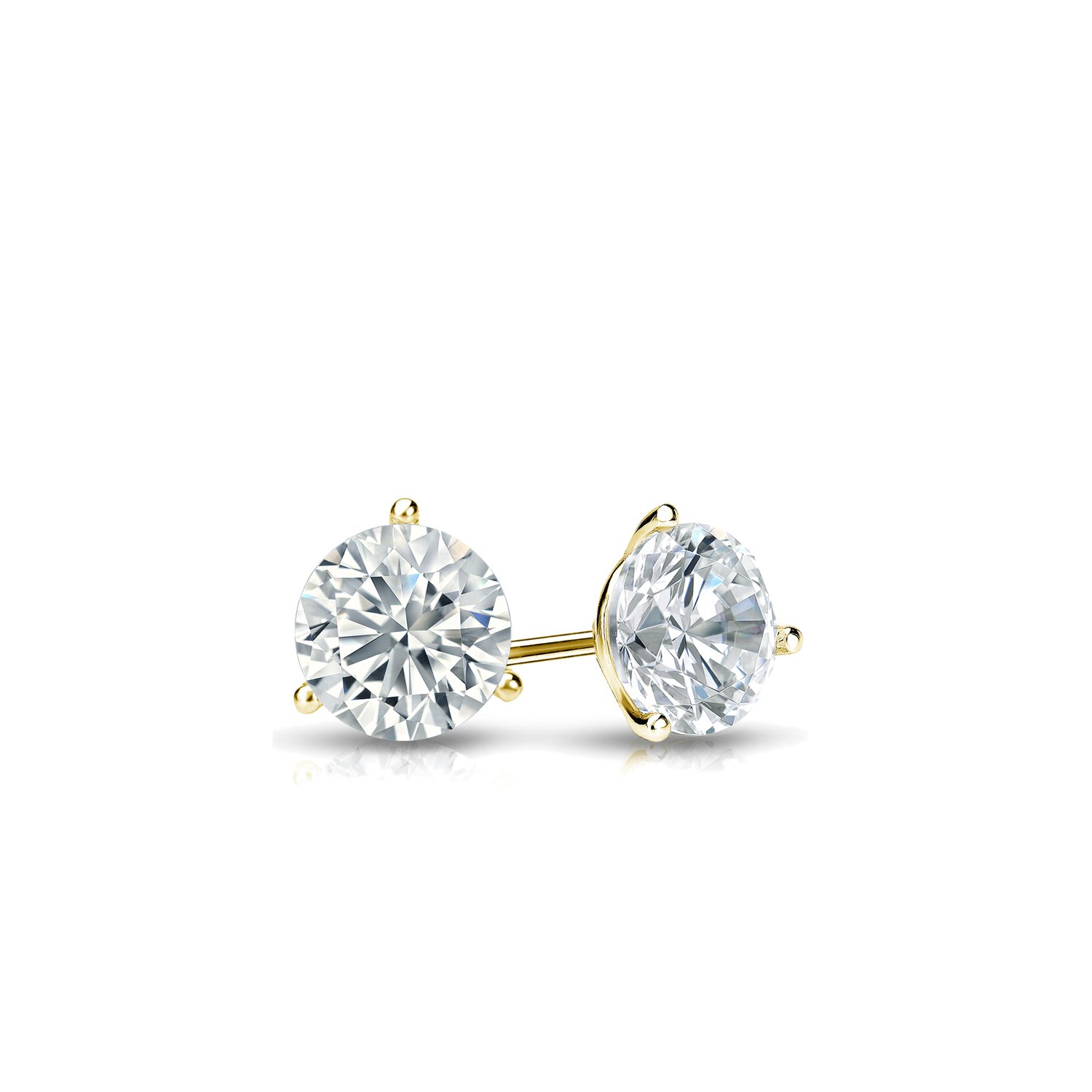 Diamond Wish 18k Yellow Gold Round Diamond Stud Earrings (1/6 carat TW, Good, SI1-SI2) 3-Prong Martini, Push-Back
