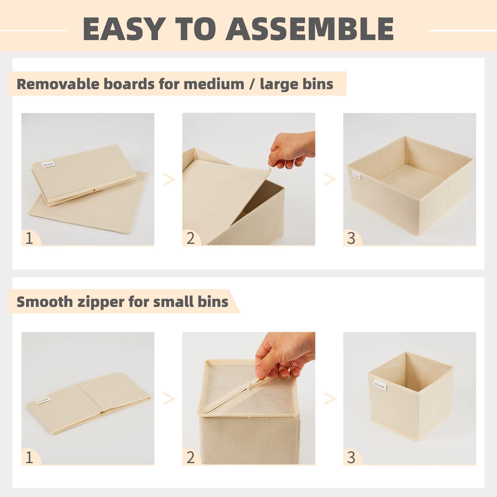 Criusia Drawer Organizer Clothes, 8 Pack Underwear Drawer Organizer, Foldable Cloth Storage Box Closet Organizers and Storage for Clothes, Socks, Scarves, Ties (Beige)