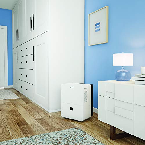 Danby DDR020BJWDB 22 Pint Dehumidifier in White 22 Pint (10.4L) Dehumidifier: controls humidity in spaces up to 1500 sq. ft. Energy Star Rating Electronic controls with LED display