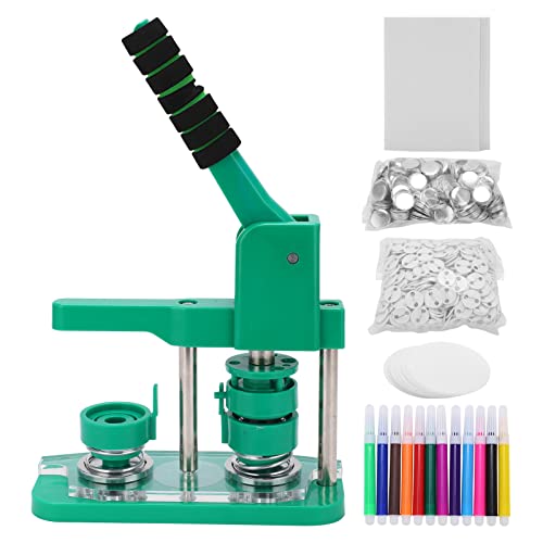 Diydeg Button Maker Machine, Plastic Iron DIY Round Pin Maker Badge Button Maker Press Machine Badge Punch Press, 1000 Button Parts Supplies, Button Badge Maker Machine for Child