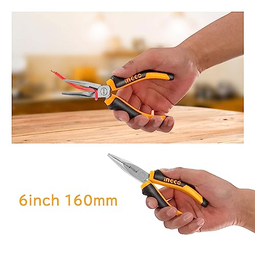 INGCO Pliers Tool Set, 3pcs Small Plier Set, 8 Inch Combination Pliers, 6 Inch Diagonal Cutting Pliers, 6 Inch Needle Nose Pliers HKPS08318