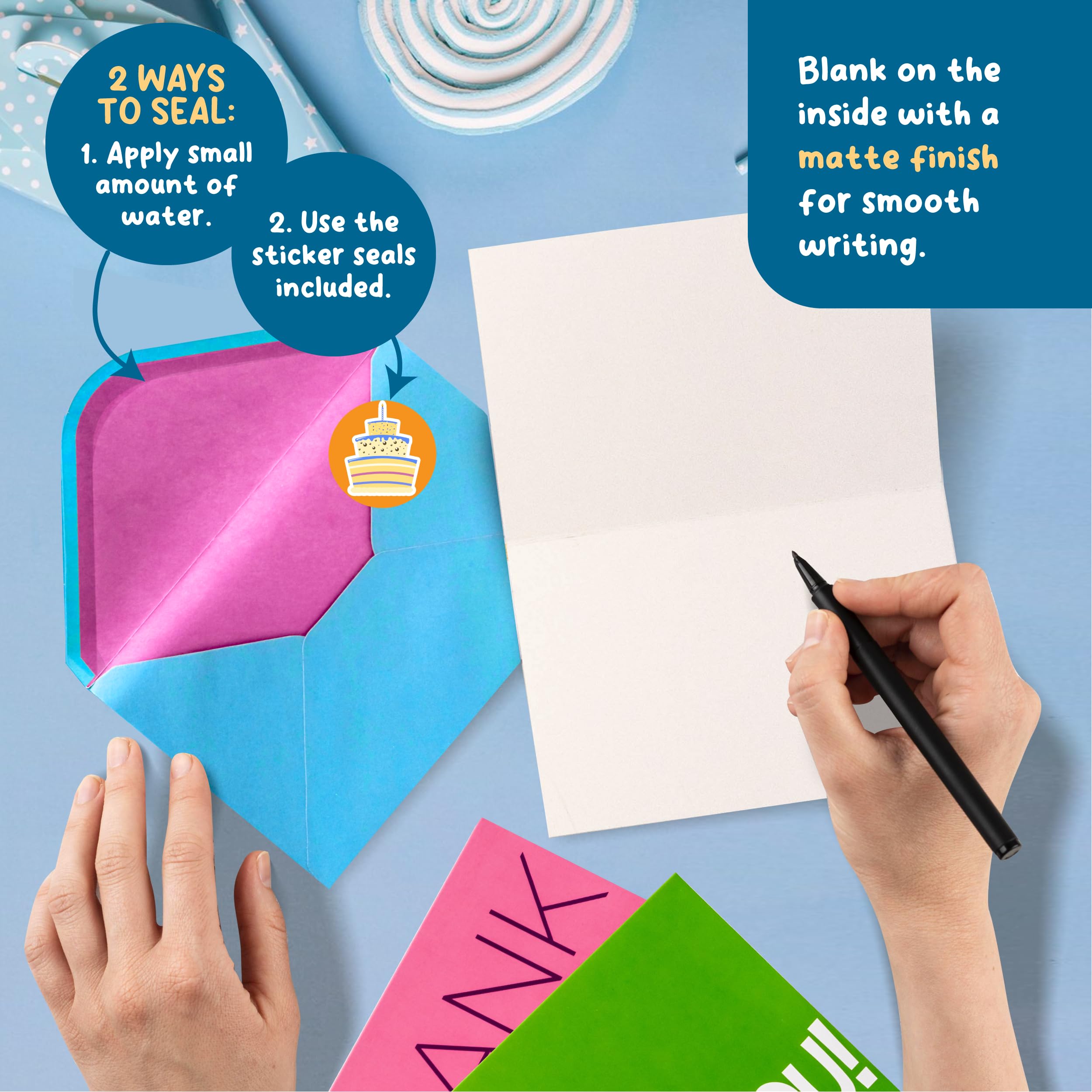 Only Zest Thank You Cards with Envelopes Bulk, 50 Pack 4x6 Thank You Notes – Cute Assorted Blank Thank you Card for Birthdays, Baby Showers, Small Business