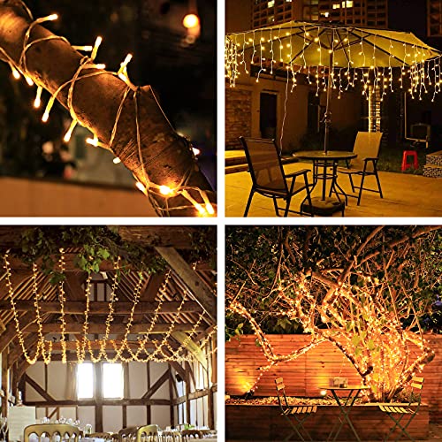 koopower [Timer & Remote] 36ft 100 LED Outdoor Battery Fairy Lights (IP65 Waterproof, Dimmable, 8 Modes, Warm White)