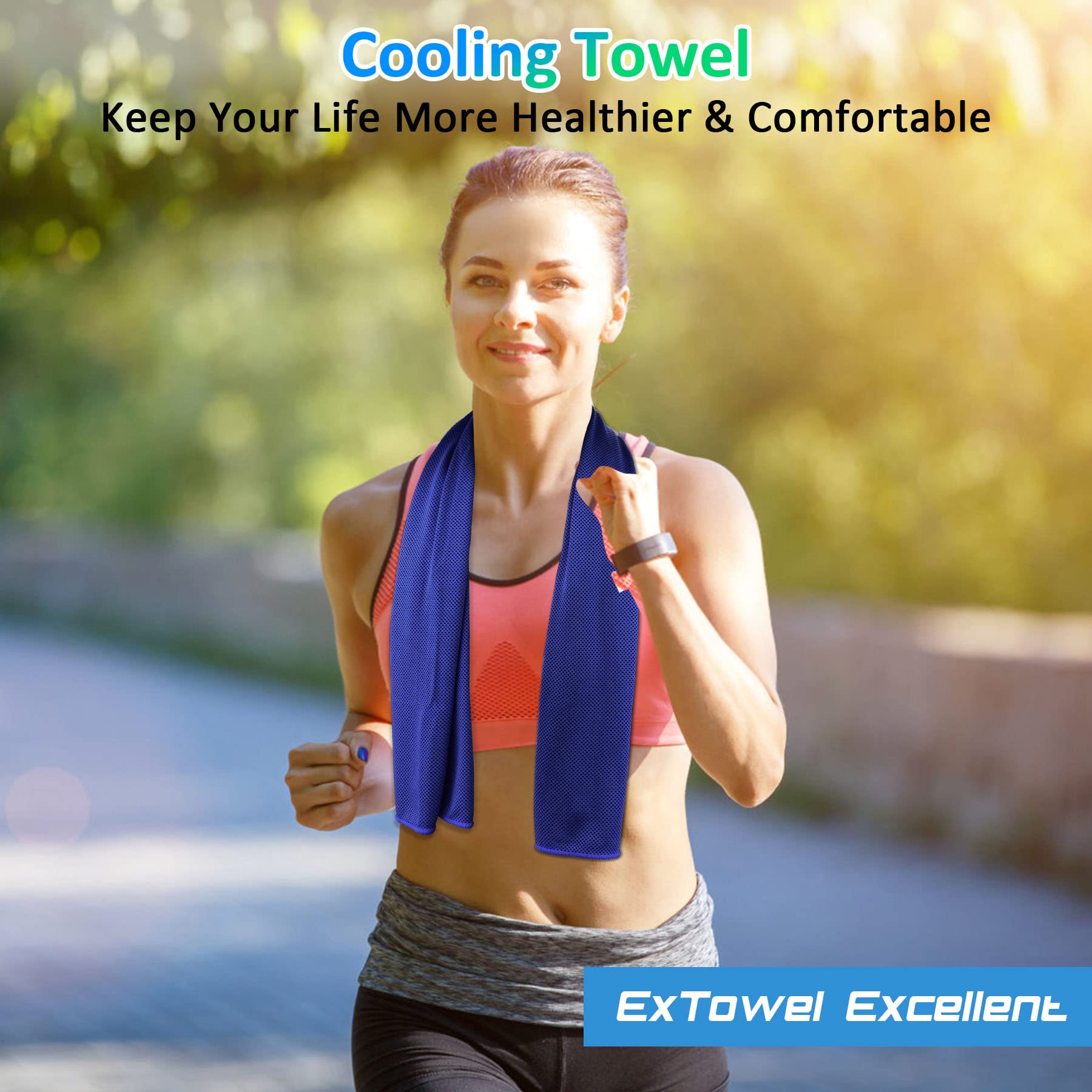 ExTowel Excellent Cooling Towels Neck and Face,(40" x 12") Bulk Ice Towel,Soft Breathable Cooling Towels for Hot Weather,Athletes,Yoga,Gym,Workout,Sports,Camping,Microfiber Cold Towels 4pack