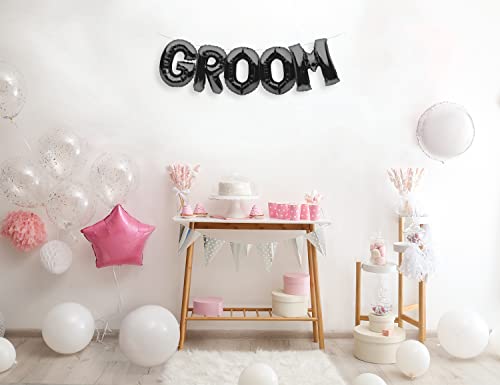 PartyForever GROOM Balloons Banner Black Wedding Party Decorations Sign
