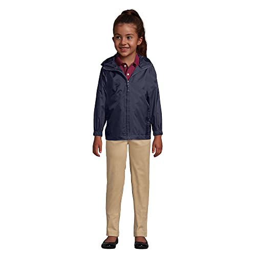 Lands' End School Uniform Kids Packable Rain Jacket Medium Classic Navy