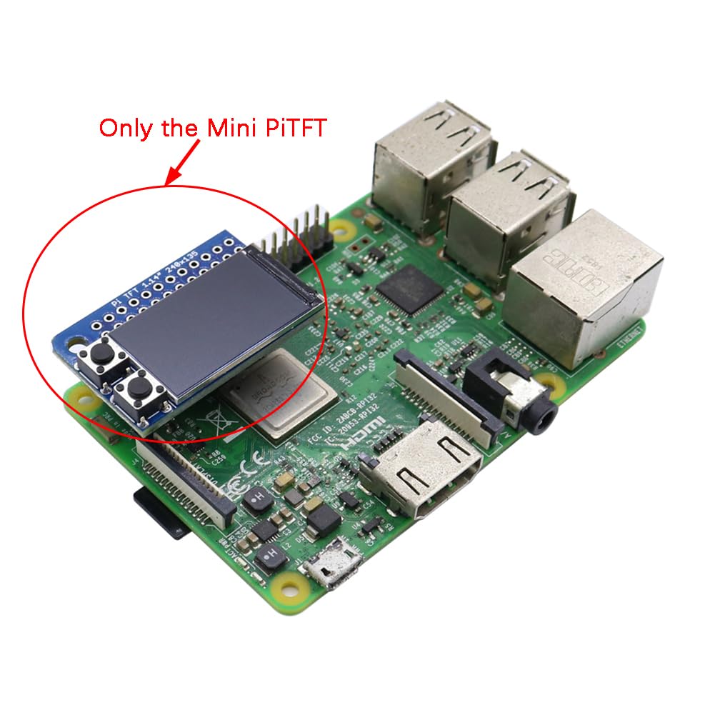 DIYmall 2PCS 1.14" Mini PiTFT LCD Display Module 135x240 Full Color TFT SPI ST7789 3.3V Add-on LCD Module for RaspberryPi