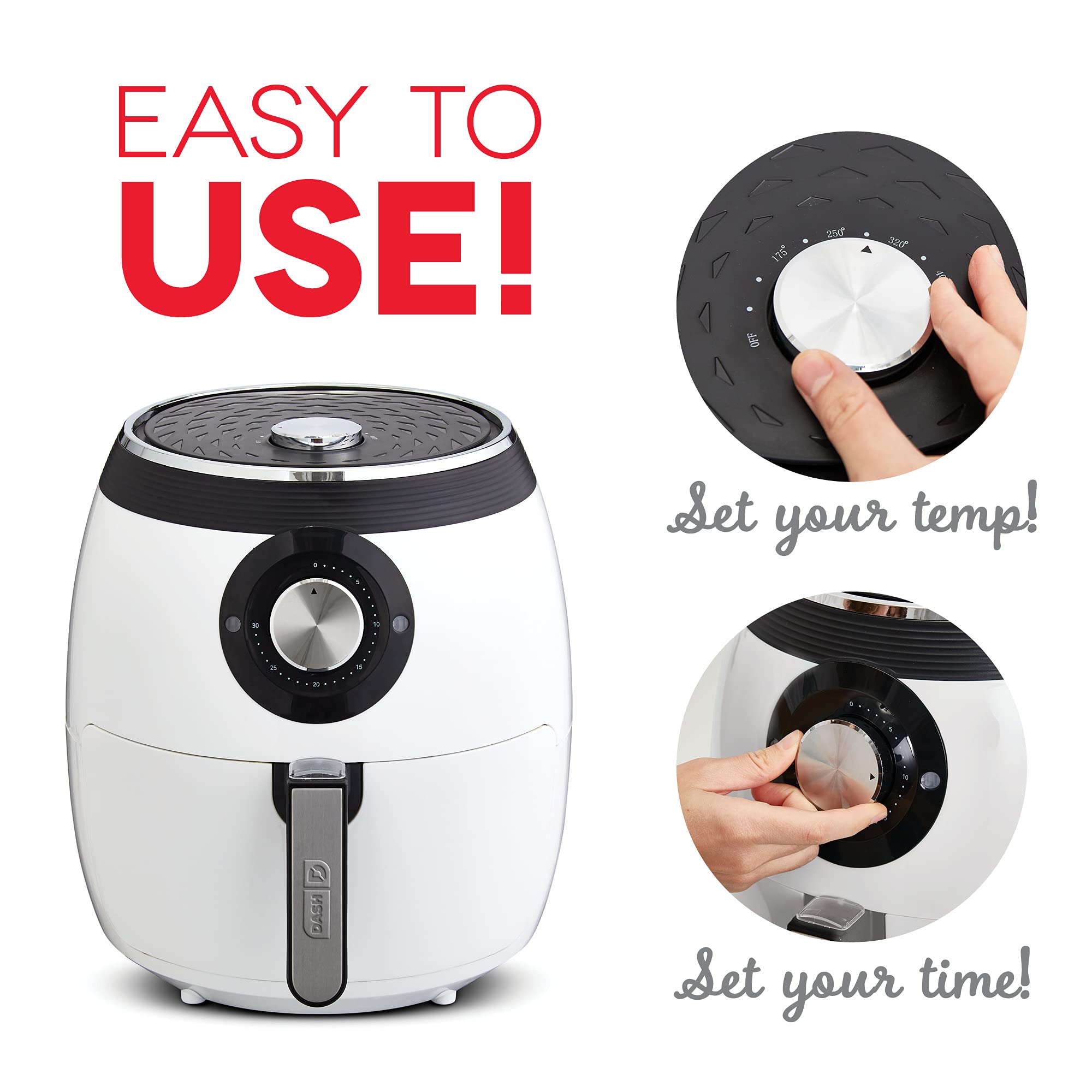 Dash Deluxe Electric Air Fryer + Oven Cooker with Temperature Control, Non-stick Fry Basket, Recipe Guide + Auto Shut Off Feature, 1700-Watt, 6 Quart - White
