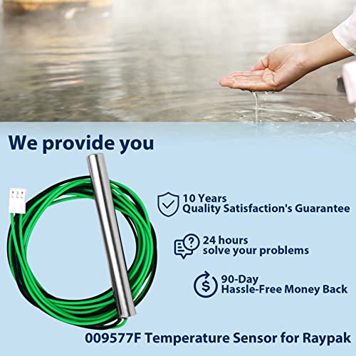 Flngr 009577F Raypak Temperature Sensor, Compatible with Raypak Heaters 206A, 207A, 266A, 267A, 336A, 337A, 406A, 407A, 3 Wire NTC 100K, Raypack 009577F Temperature Sensor Lid Units