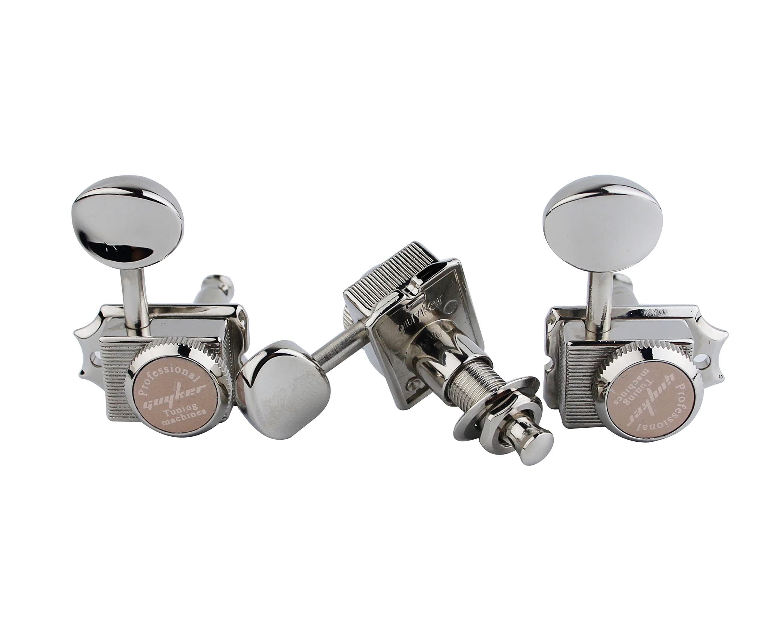 Guyker 6-in-line Vintage Guitar Lock String Tuners β Locking Tuning Key Pegs Machine Heads Replacement Parts for ST TL Style Electric Guitars Gear Ratio 1:15 β nickel