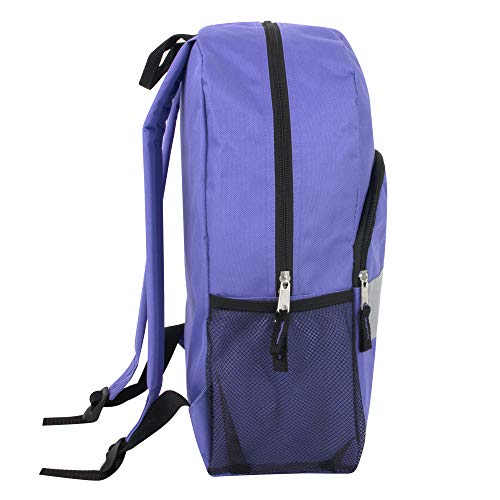 Trail maker Kids Reflective Backpack for School, Colorful Backpack with Reflector Strips, Side Pocket, Padded Straps (Purple)