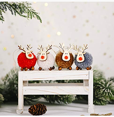 PartyYeah 24Pcs Christmas Cute Wool Felt Wooden Elk Antler Pendants Christmas Tree Decorations Cute Deer Craft Ornament for Christmas 2022 New Year Home Decor