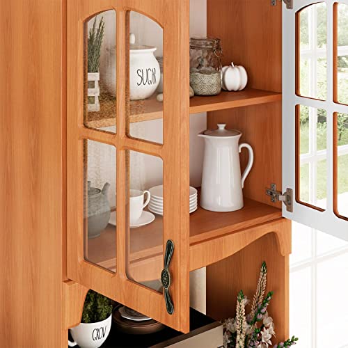 Living Skog Galiano 73'' Pantry Buffet White Buffet with Wine Rack Drawer and Hutch
