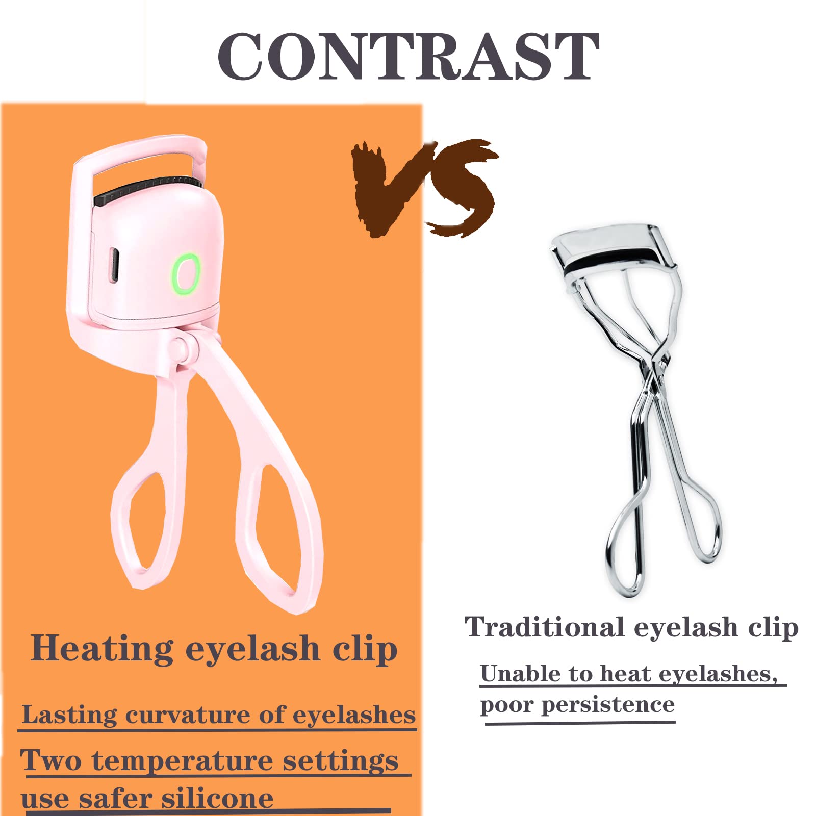 MMSBOG Heated Eyelash Curler, Electric Eyelash curlers 2 Heating Modes USB Rechargeable, Curling Eye Lashes Long Lasting,Ideal Gift for Women (Pink)