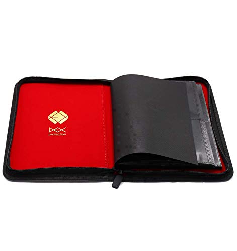 Dex Protection Padded Zipper Binder 4 | 160 Card Storage Capacity | 20 Side Loading Paged Included 4 Card Layout | Zipper Closure | Smooth Matte Padded Finish | Velvet Lined Interior