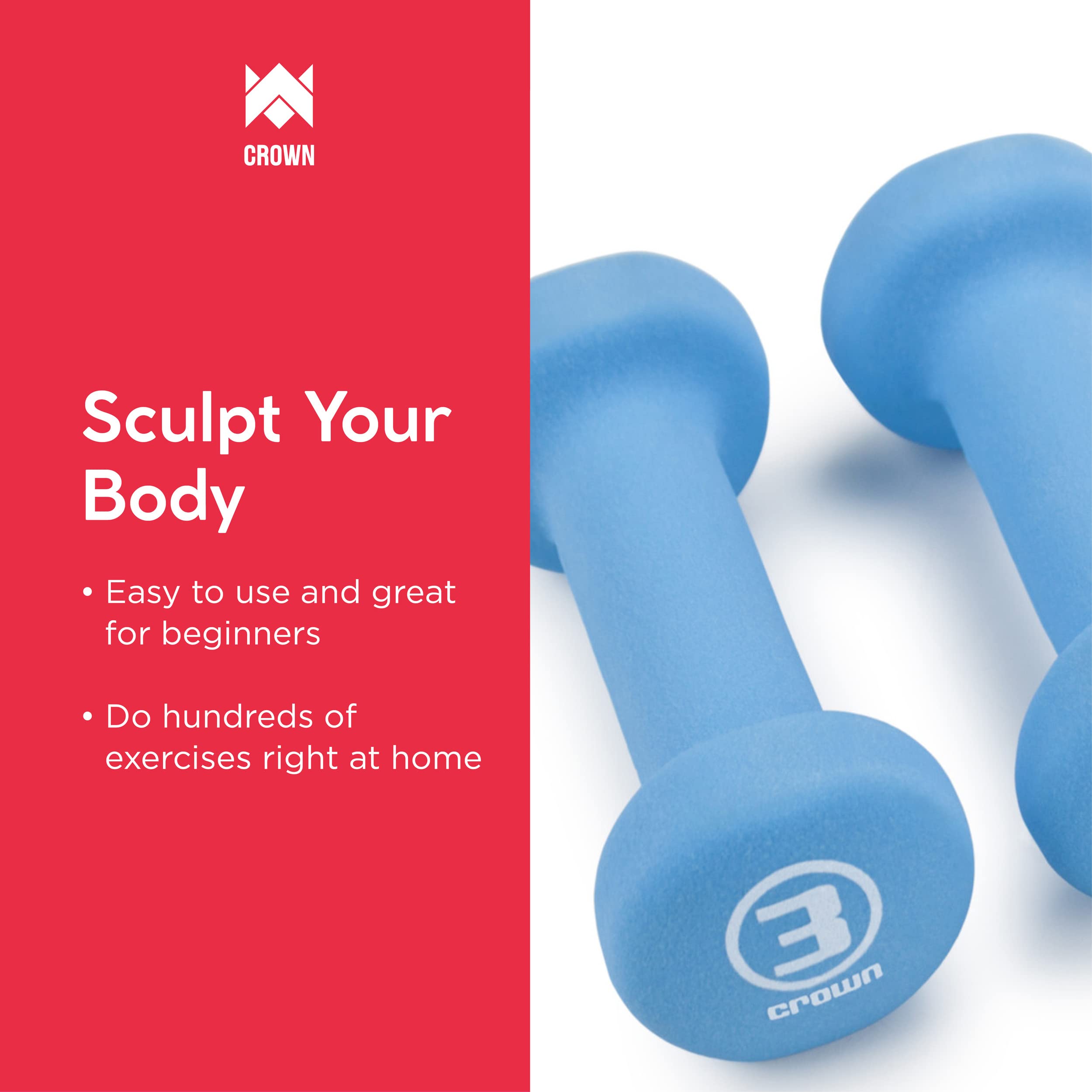 Crown Sporting Goods Pair of Neoprene Body Sculpting Hand Weights (10 LB)