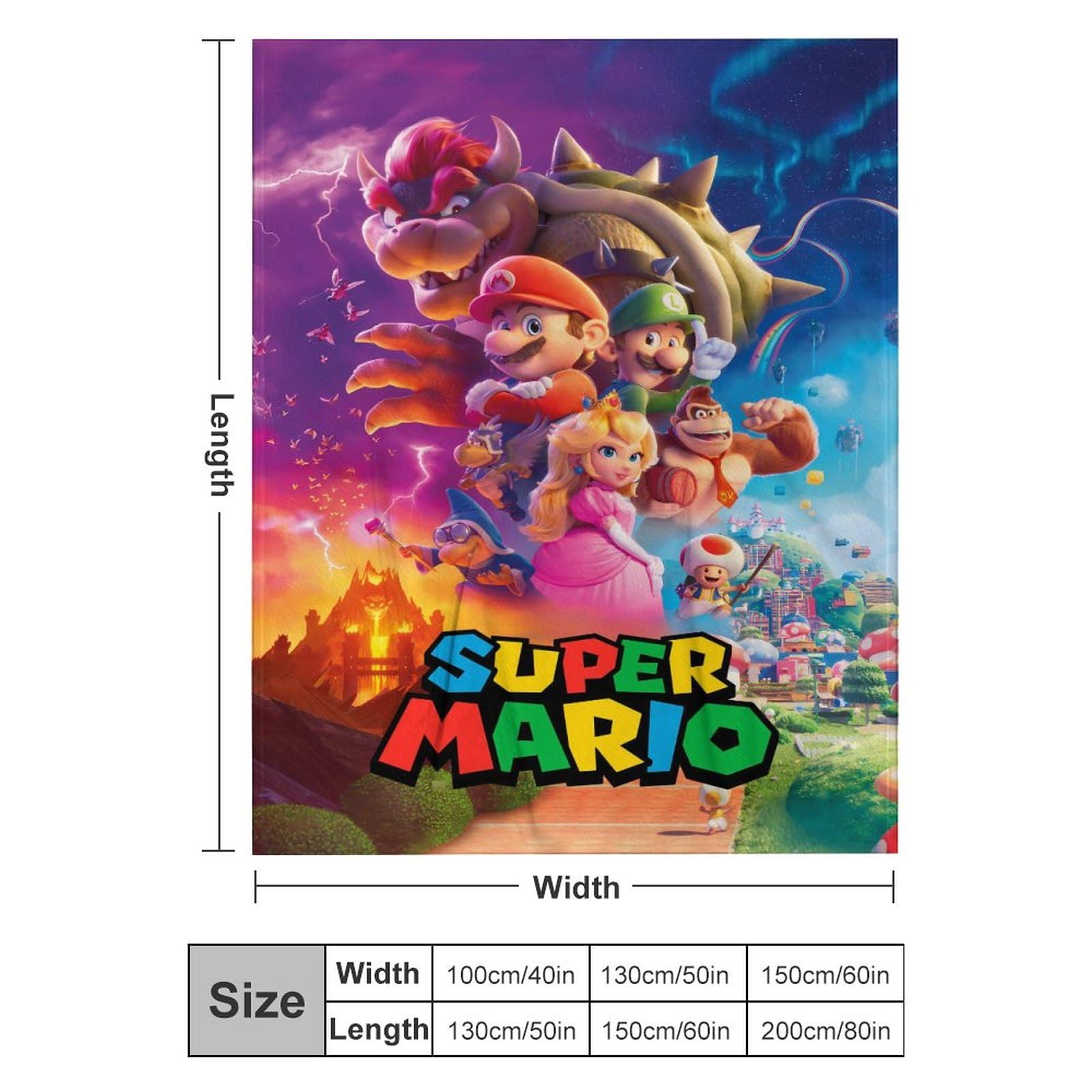 Mar.io Su.per Blanket Soft Flannel Fleece Lightweight Anime Throw Blanket for Couch Sofa Bed Bedroom Kids Teens Gift